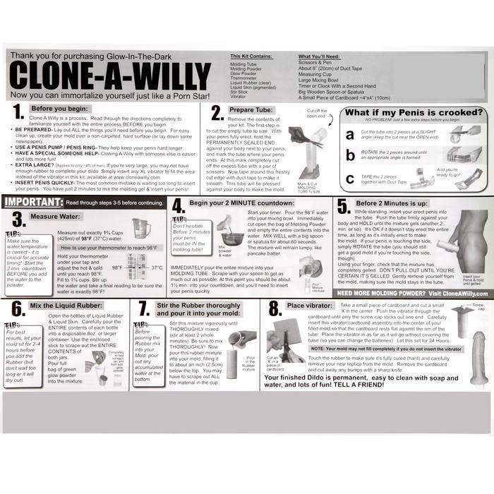Clone-A-Willy Kit Glow In The Dark Vibrator Kit | Willy Moulding Kits ...